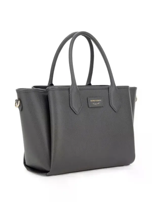 Emporio Armani Logo Patch Pebbled Tote Bag