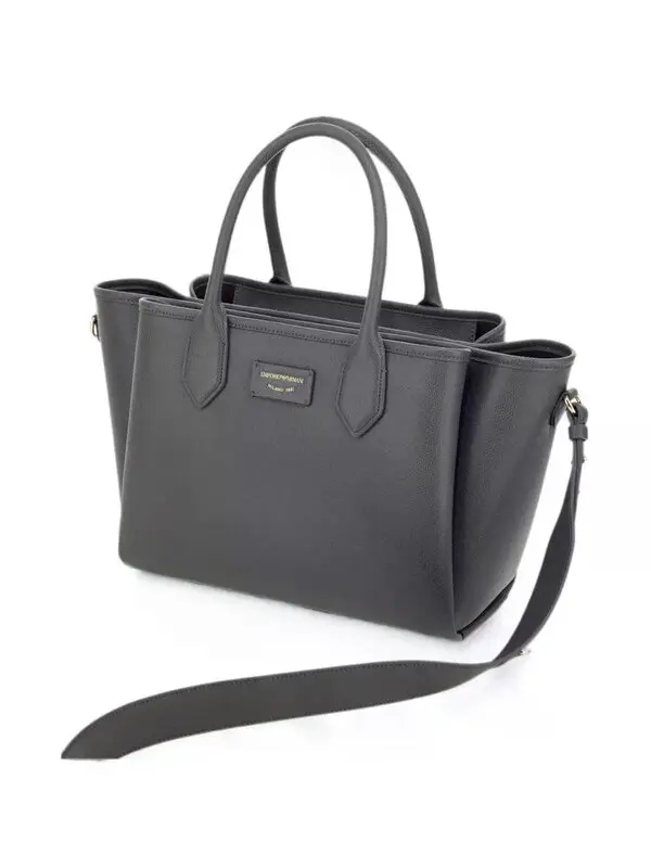 Emporio Armani Logo Patch Pebbled Tote Bag