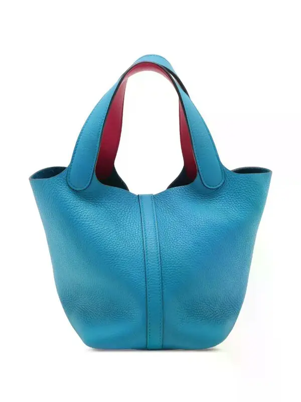 Hermès Clemence And Swift Picotin Lock 18 Eclat Handbag - Blue