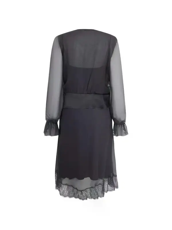 Alberta Ferretti Silk Sheer Sleeve Dress