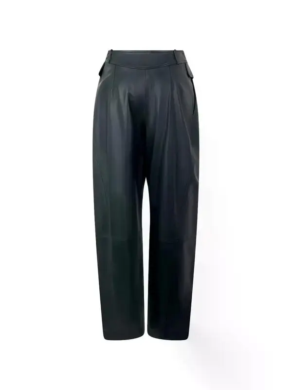 Alberta Ferretti High-waisted Pleated Leather Trousers