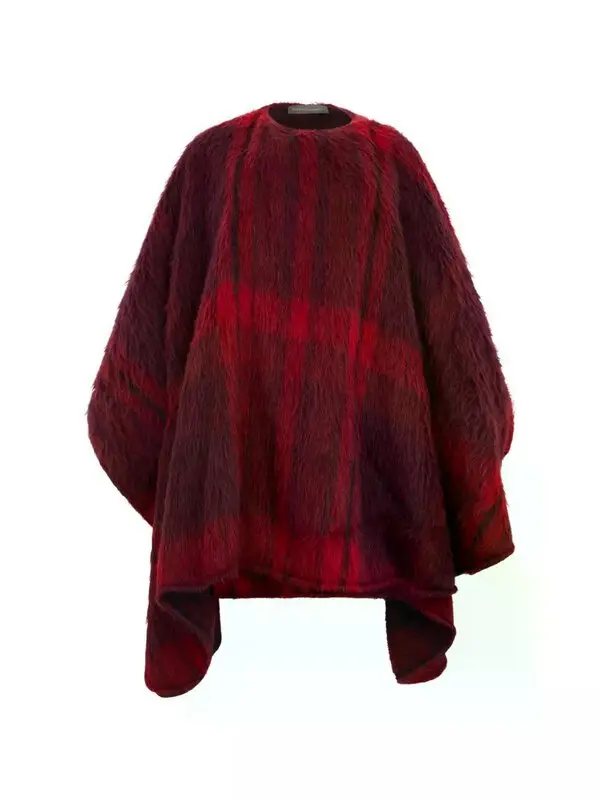 Alberta Ferretti Check-pattern Mohair-blend Poncho
