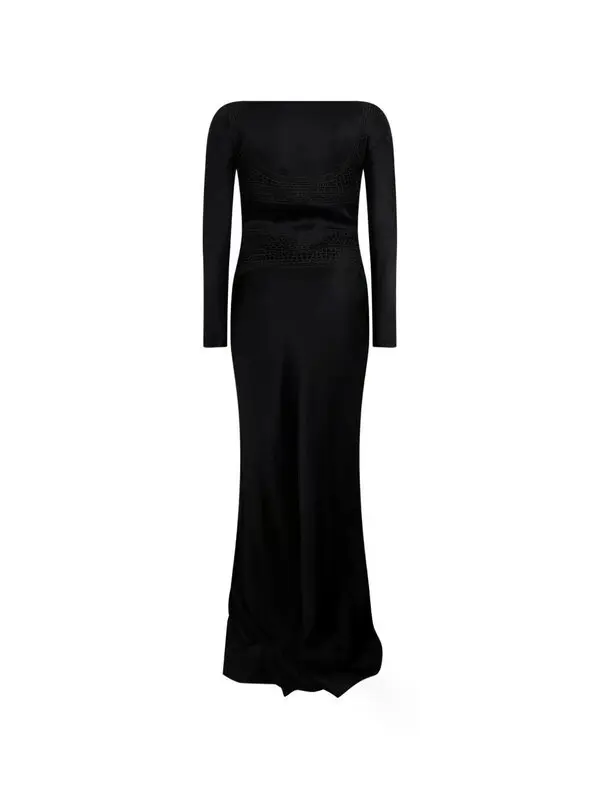 Alberta Ferretti Scoop Neck Long Sleeve Maxi Dress