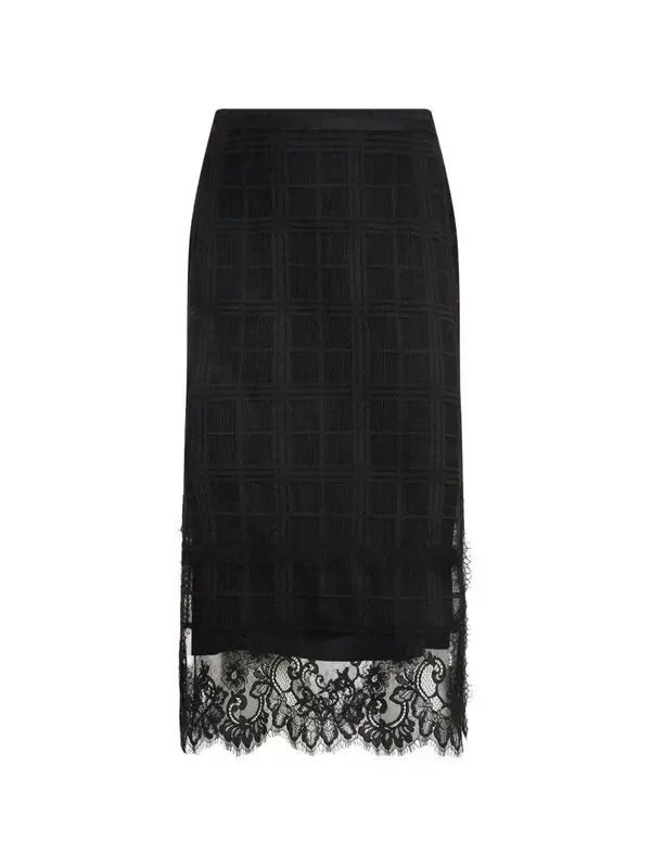 Alberta Ferretti Lace-embroidered Checkered Midi Skirt