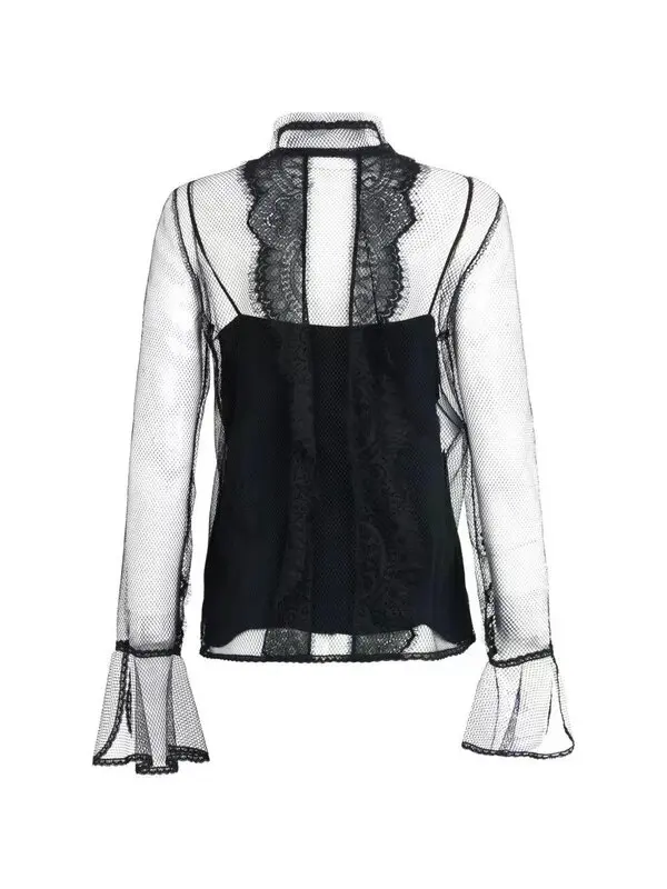 Alberta Ferretti Lace Panelled Sheer Shirt