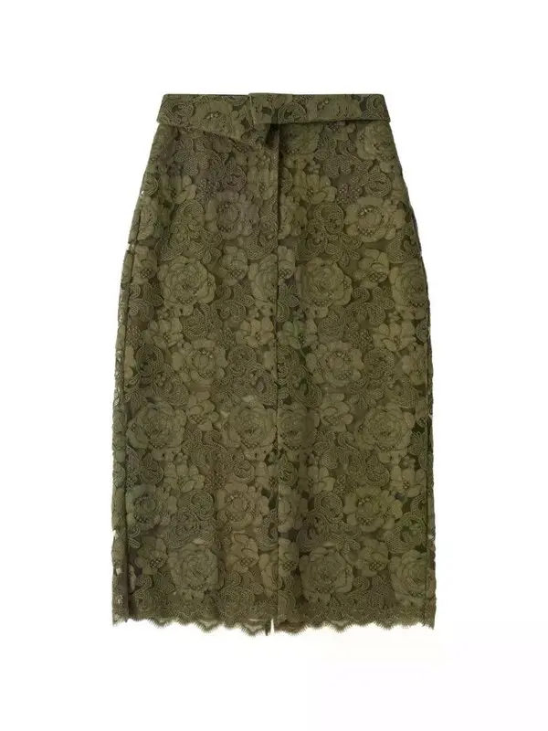 Simone Rocha Peeling Floral Lace Midi Skirt