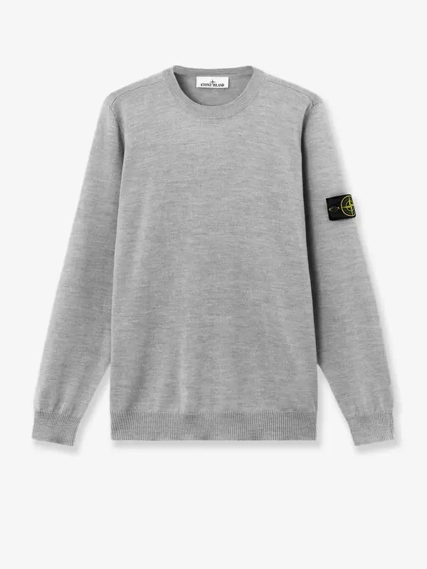 Stone Island Wool Sweater With Side Logo Patch