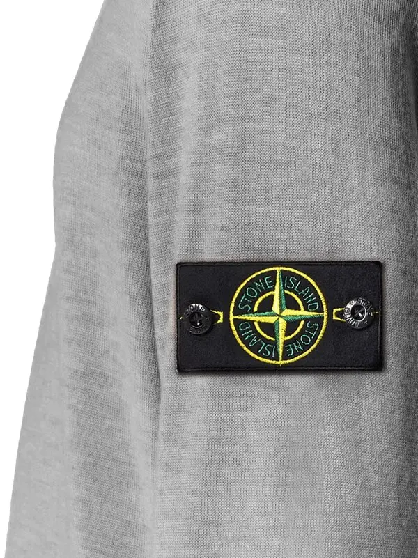 Stone Island Wool Sweater With Side Logo Patch