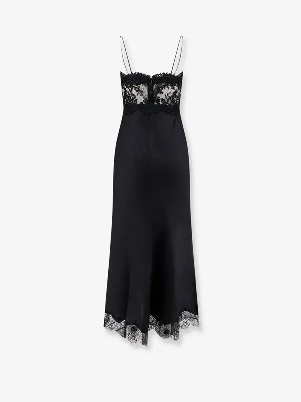 SELF-PORTRAIT Satin Dress With Lace Profiles