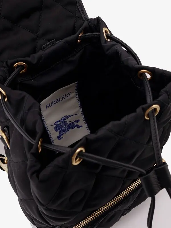Burberry Mini Quilted Nylon Backpack With Leather Logo Patch