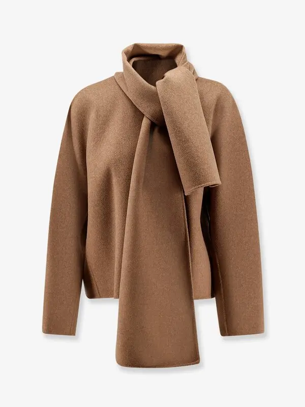 Max Mara Cropped Virgin Wool Jacket With Scarf