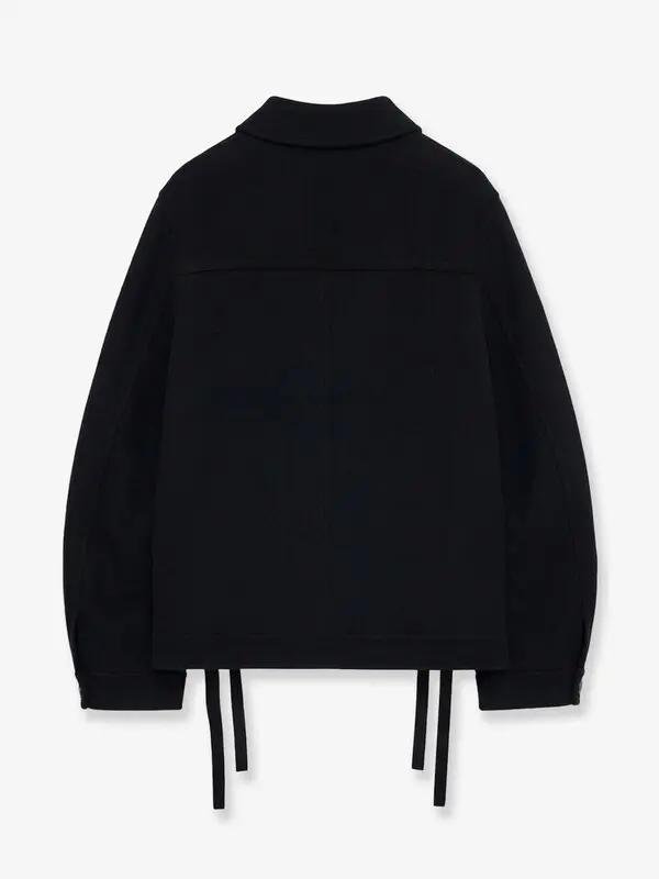 Loewe Wool And Cashmere Workwear Jacket With Monogram Leather Pocket - Black