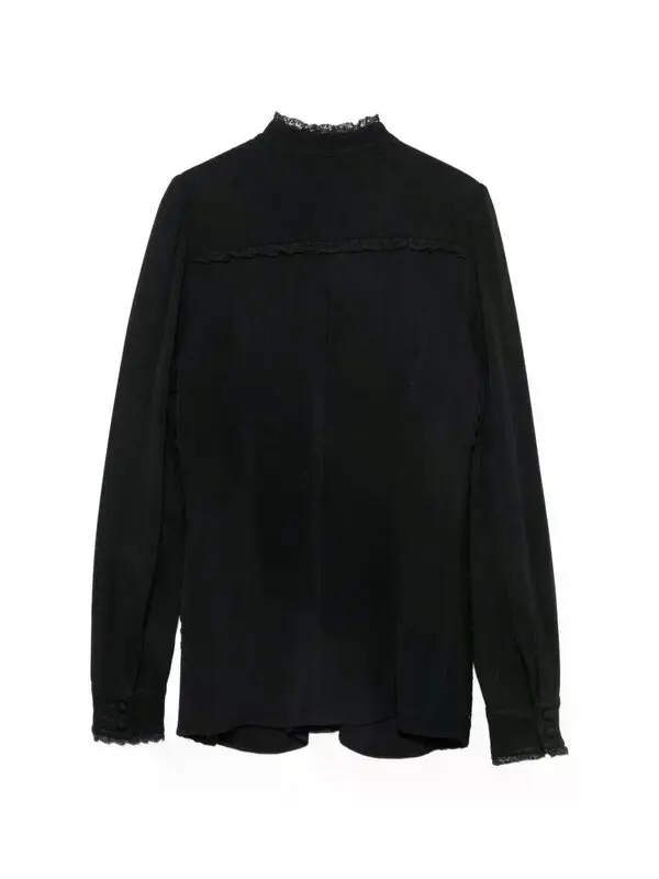 Valentino Garavani 2000s Ruffled Lace-panel Shirt - Black