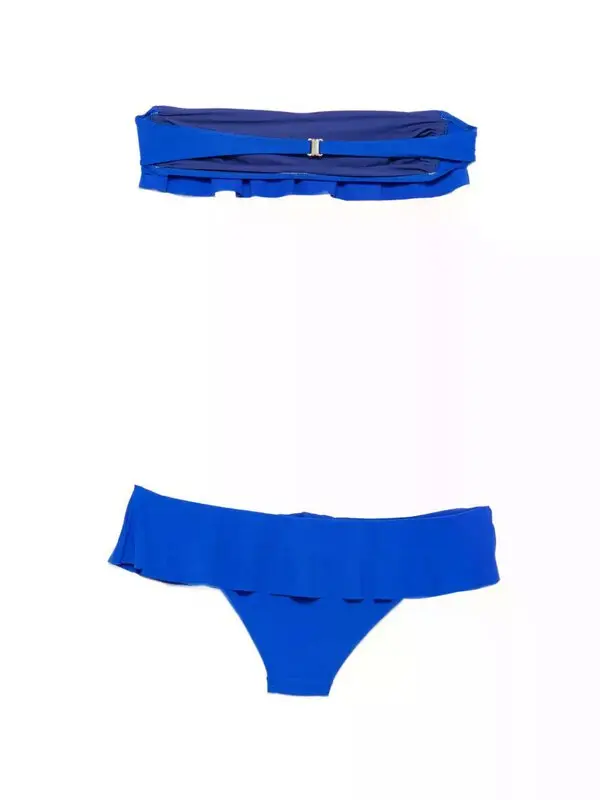DONDUP Ruffled Bandeau Bikini Set - Blue