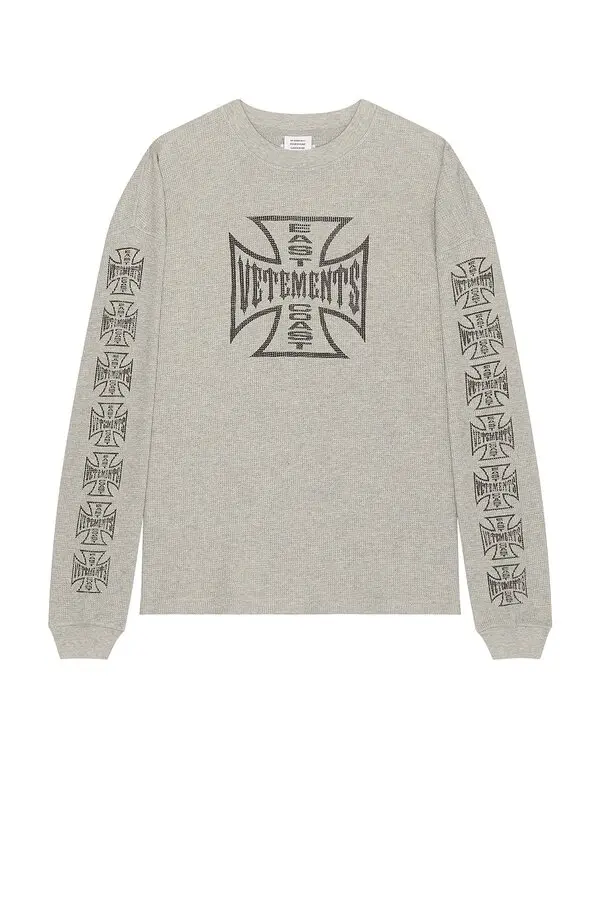 Vetements Big Biker Cross Waffle Longsleeve - Grey