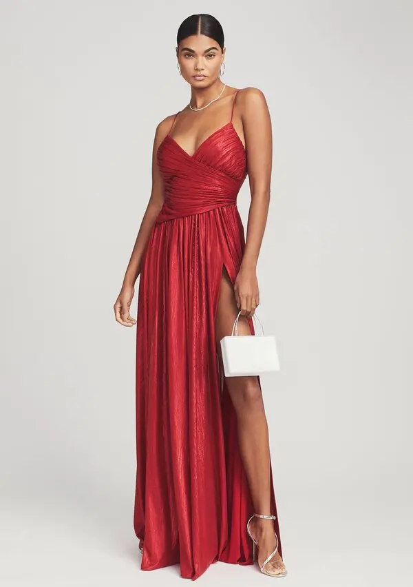 Retrofete Doss Dress In Lamé With Side Slit