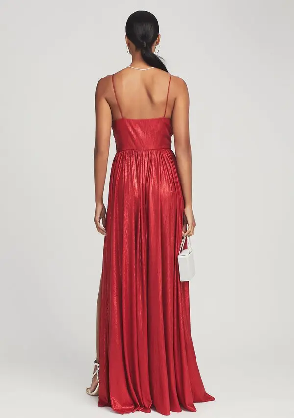 Retrofete Doss Dress In Lamé With Side Slit