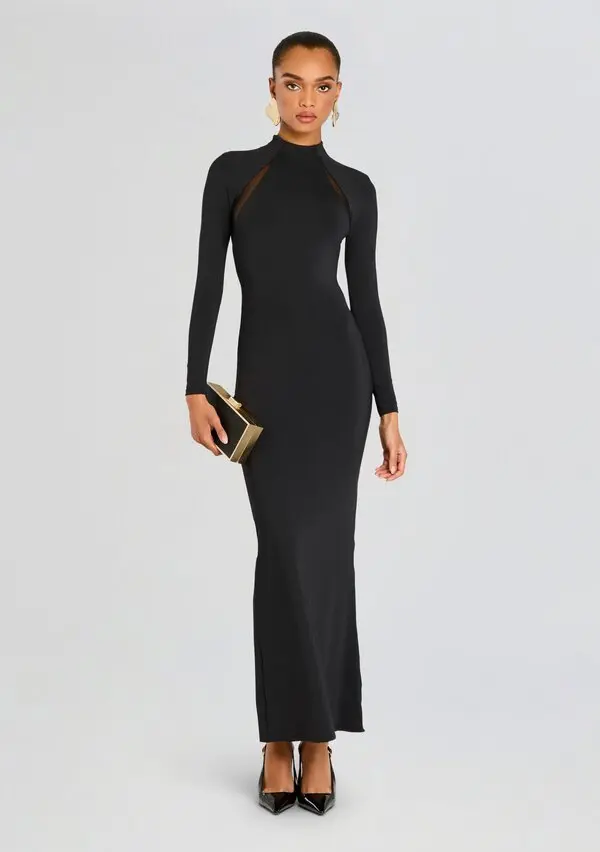 SEROYA Krystal Maxi Dress With Mesh Paneling