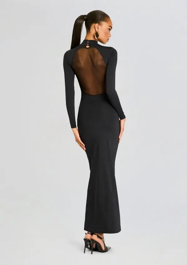 SEROYA Krystal Maxi Dress With Mesh Paneling