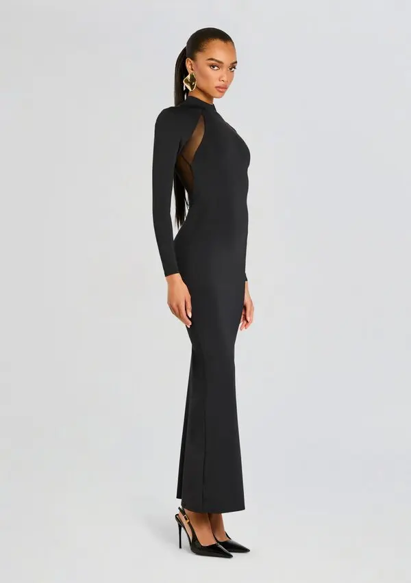 SEROYA Krystal Maxi Dress With Mesh Paneling