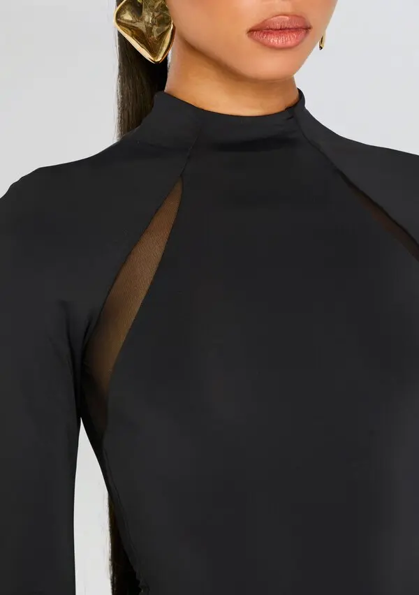 SEROYA Krystal Maxi Dress With Mesh Paneling