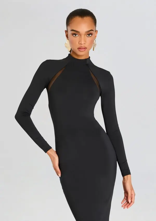 SEROYA Krystal Maxi Dress With Mesh Paneling