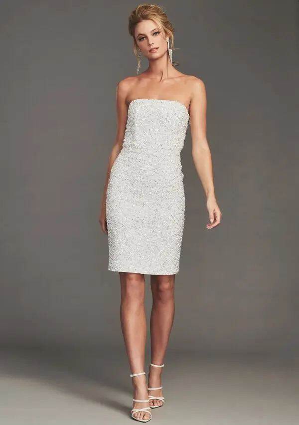 Retrofete Chandler Sequin Midi Dress - Silver/white