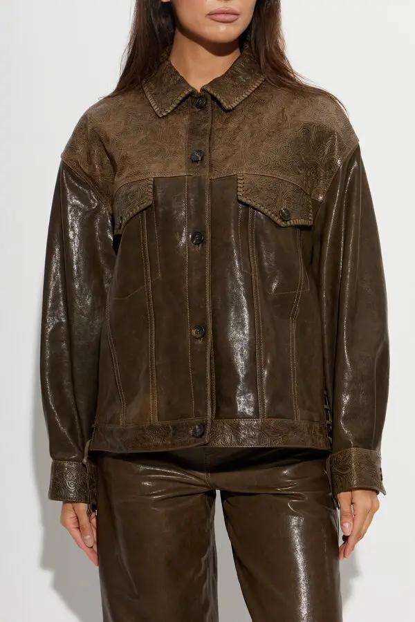 GOLDEN GOOSE Embossed Leather Jacket