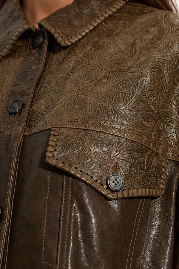 GOLDEN GOOSE Embossed Leather Jacket