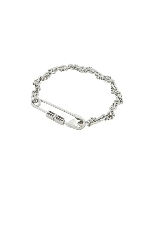 Balenciaga Diy Pin Bracelet In Metallic Silver - Shiny Silver