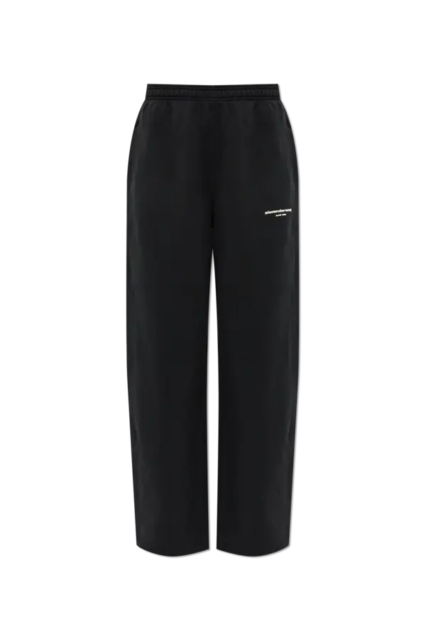 Alexander Wang Embossed Logo Wide Leg Sweatpants - Black