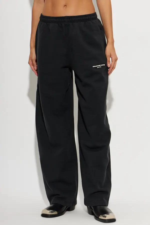 Alexander Wang Embossed Logo Wide Leg Sweatpants