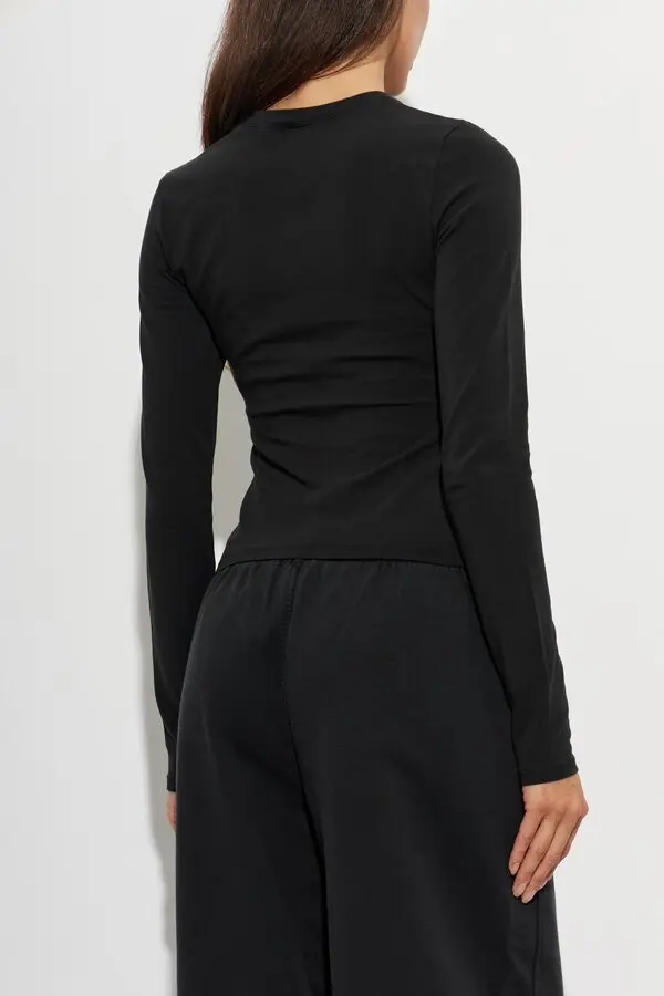 Alexander Wang Long Sleeve Cropped Top With Embossed Logo