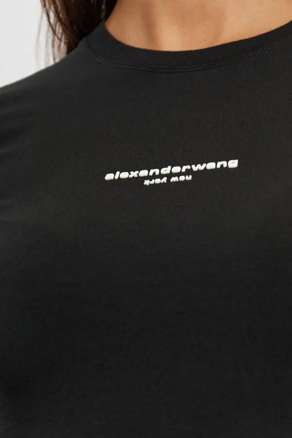 Alexander Wang Long Sleeve Cropped Top With Embossed Logo