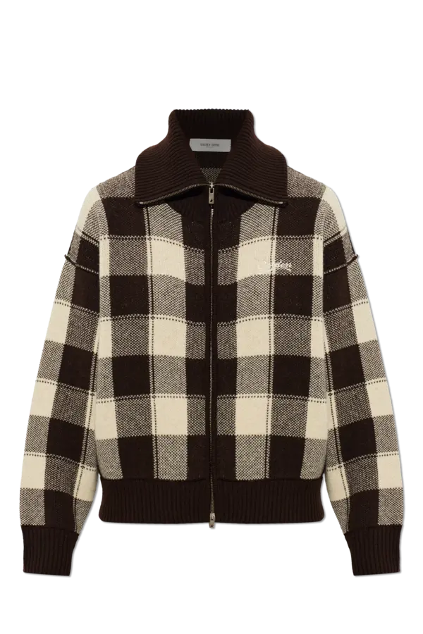 GOLDEN GOOSE Wool Cardigan With Turtleneck - Brown