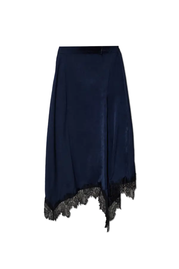 Baum Und Pferdgarten Sophie" Asymmetrical Midi Skirt With Lace Trim - Navy Blue