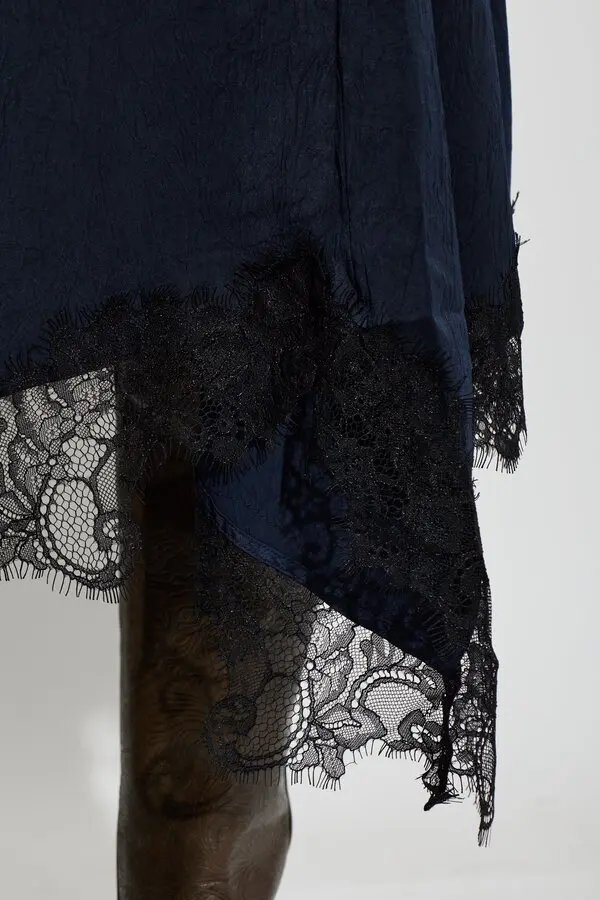 Baum Und Pferdgarten Sophie" Asymmetrical Midi Skirt With Lace Trim - Navy Blue