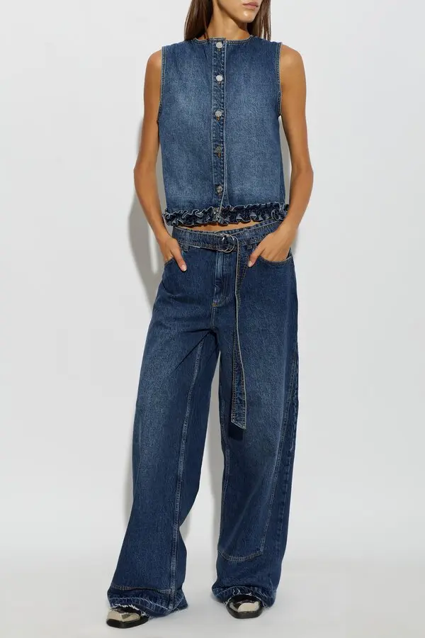 Baum Und Pferdgarten Madie" Denim Top With Ruffle Hem