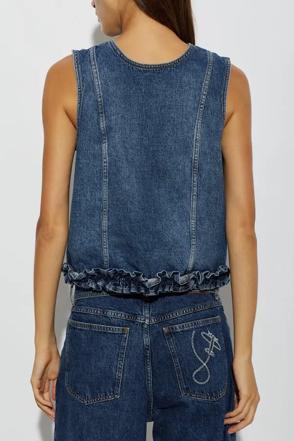 Baum Und Pferdgarten Madie" Denim Top With Ruffle Hem