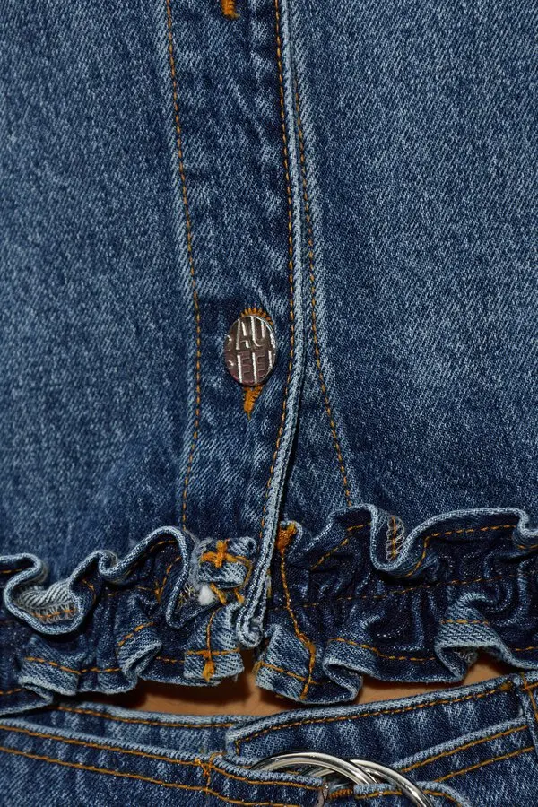 Baum Und Pferdgarten Madie" Denim Top With Ruffle Hem