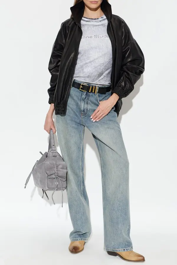 Acne Studios Leather Jacket With Vintage Effect
