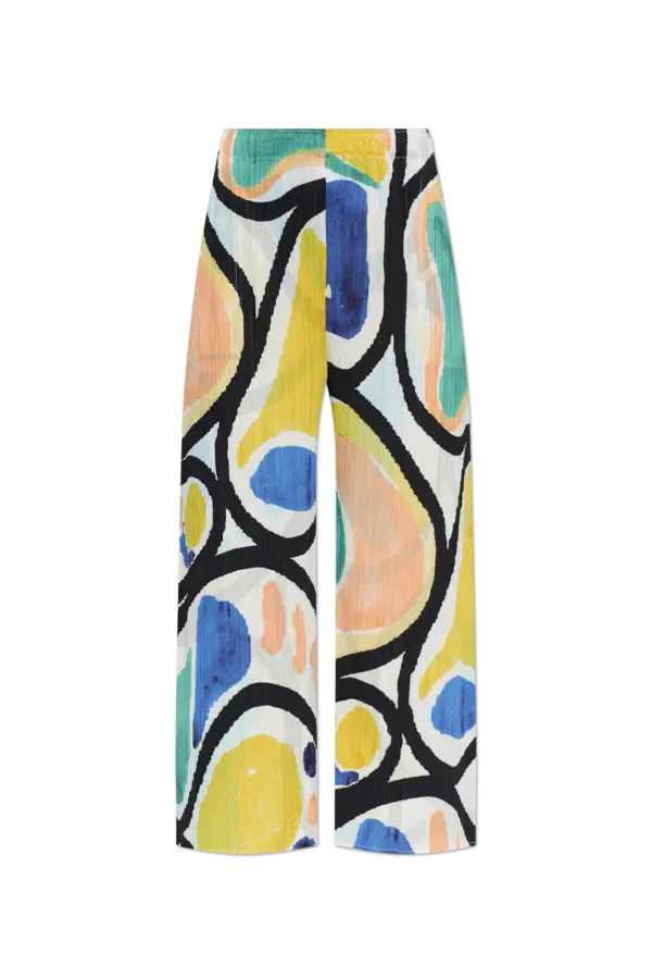 Issey Miyake Multicolor Abstract Print Pleated Culottes