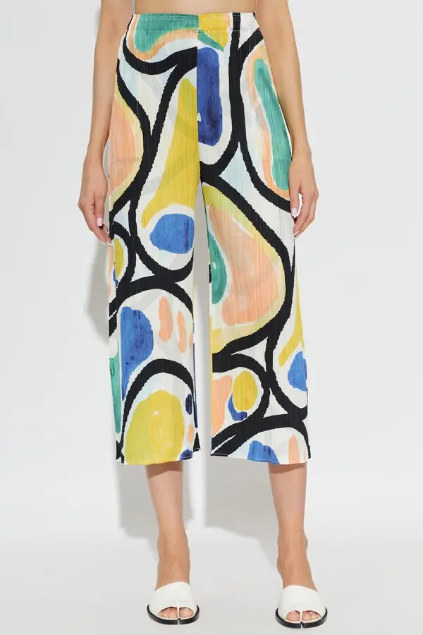 Issey Miyake Multicolor Abstract Print Pleated Culottes