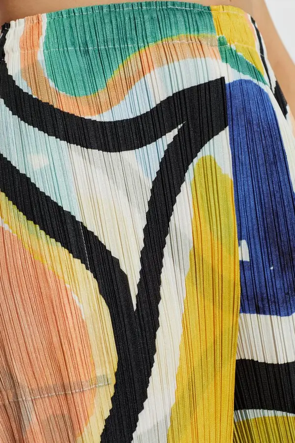 Issey Miyake Multicolor Abstract Print Pleated Culottes