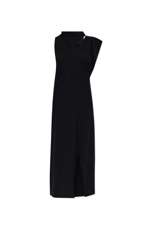 Issey Miyake Asymmetrical Cotton Midi Dress With Cut-out Detail