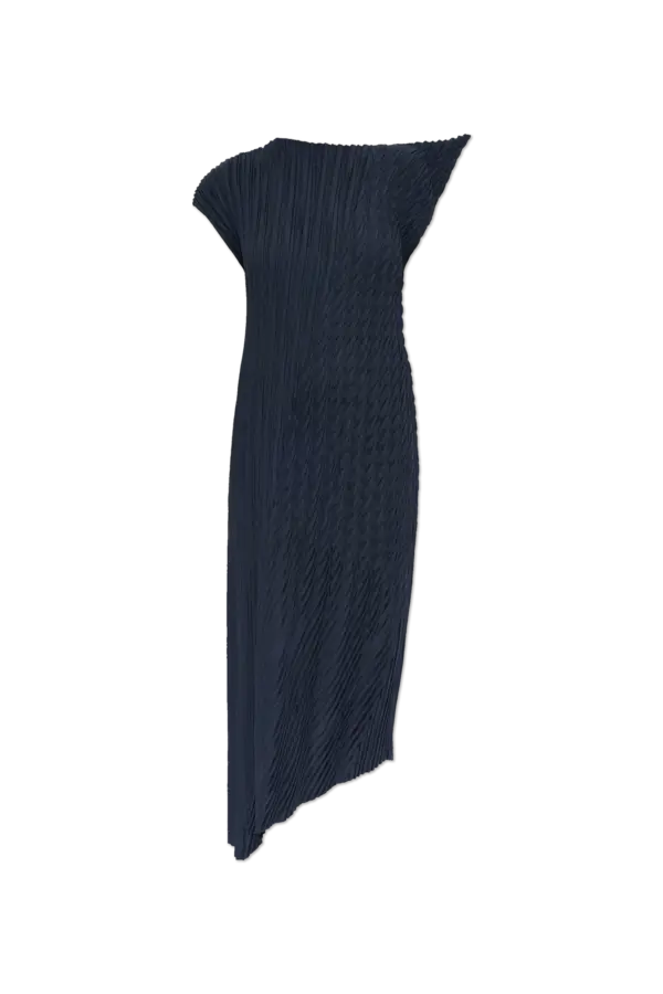 Issey Miyake Pleated Asymmetrical Midi Dress