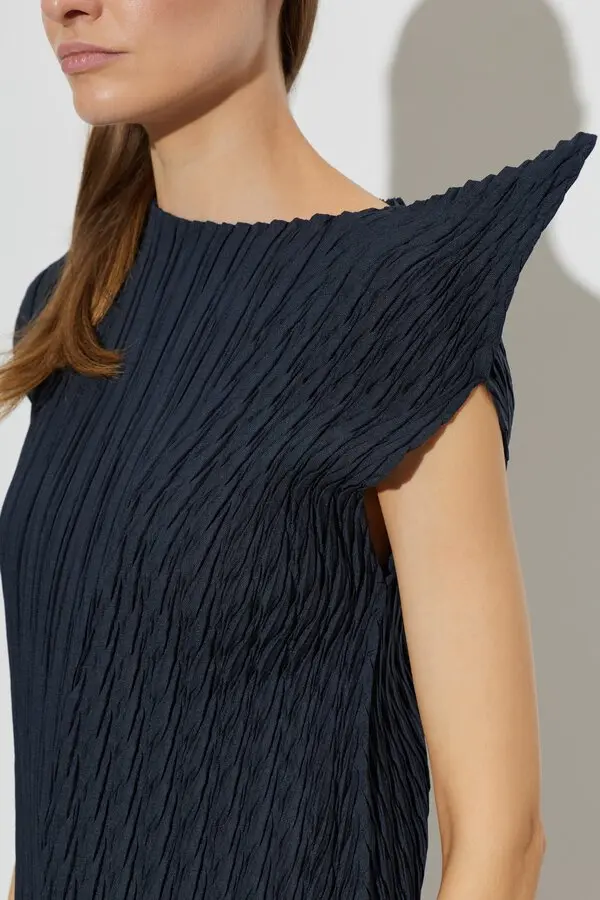 Issey Miyake Pleated Asymmetrical Midi Dress