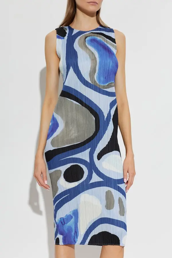 Issey Miyake Sleeveless Printed Midi Dress