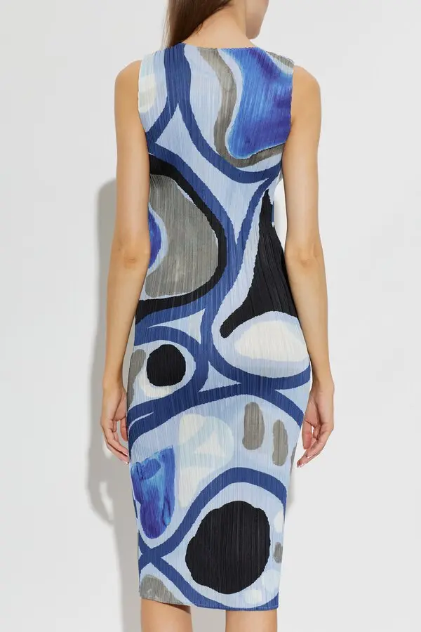 Issey Miyake Sleeveless Printed Midi Dress