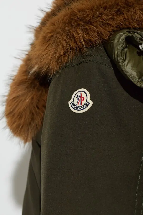 Moncler Halicte Puffy Parka With Faux Fur Trim - Green